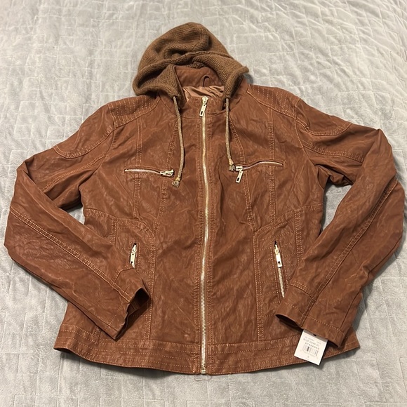 Black Rivet | Jackets & Coats | Nwt Black Rivet Brown Faux Leather ...